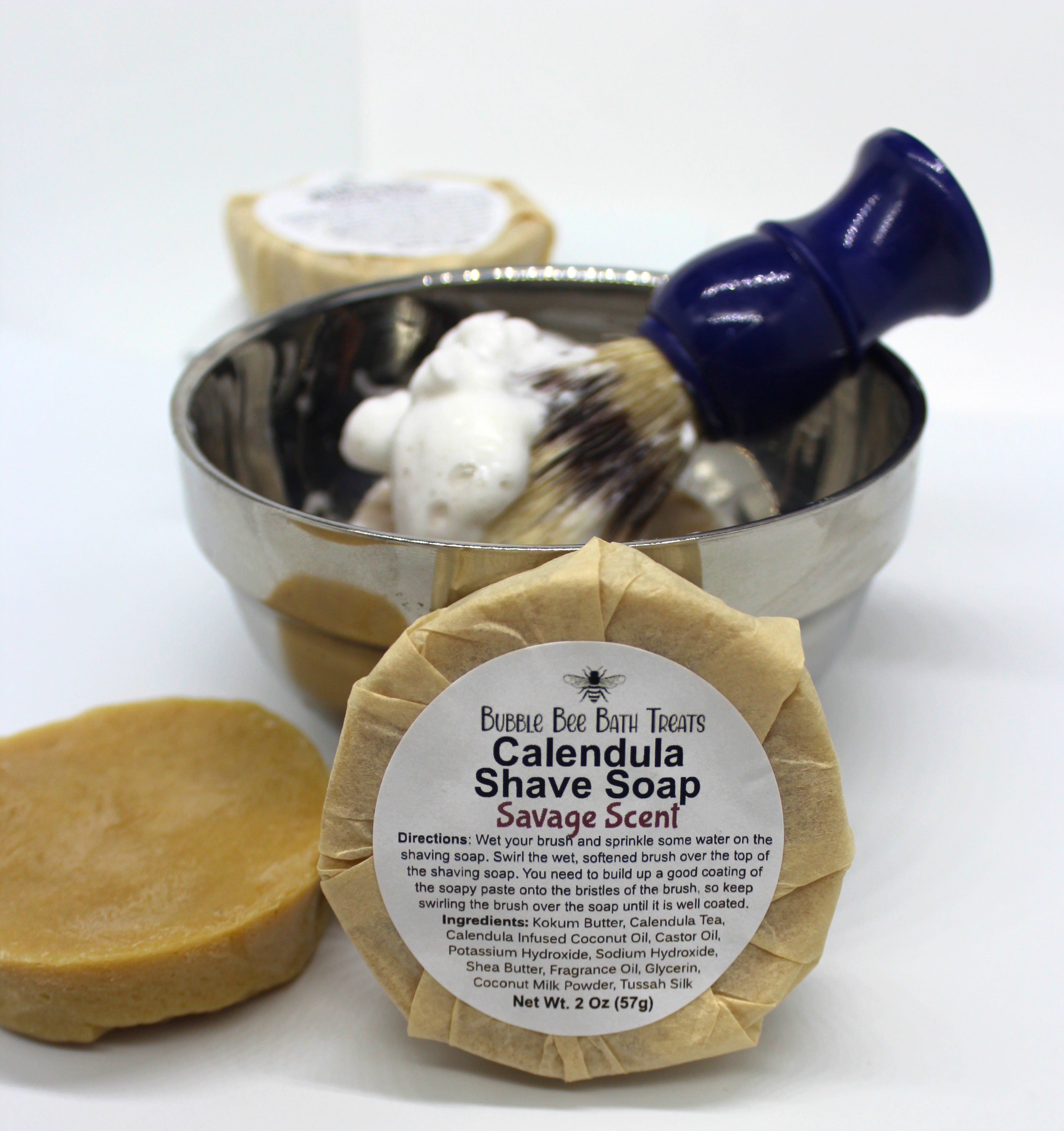Dual Lye Calendula Shave Soap Puck- Savage Scent – bubblebeebathtreats