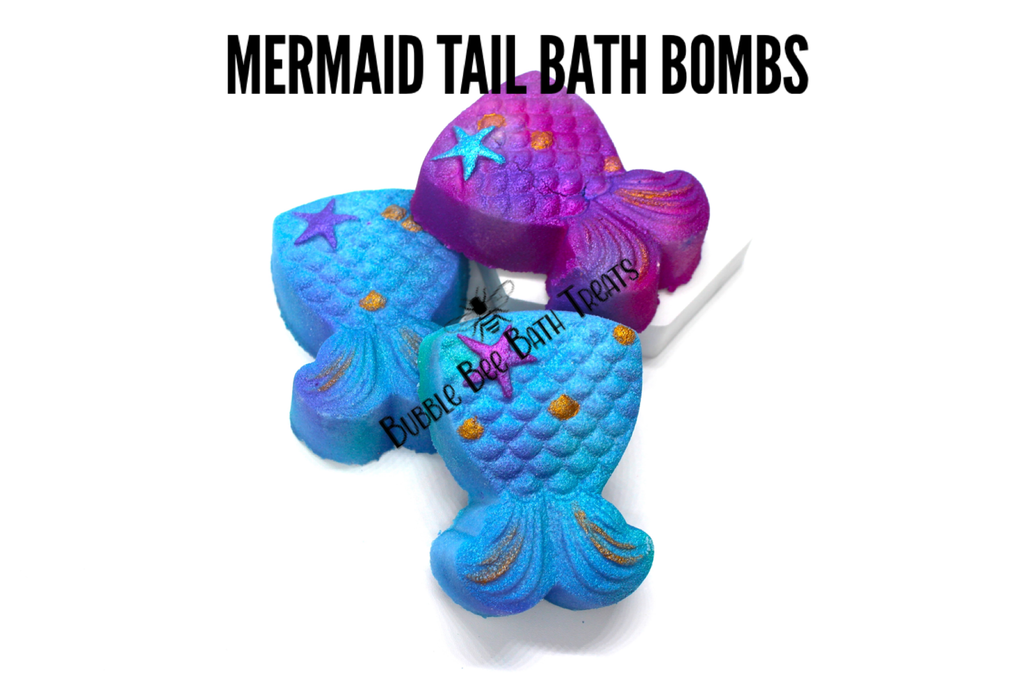 Mermaid Tail Hand painted Bath bomb 6oz with hidden colors ...
